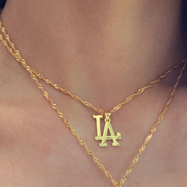 14K Gold LA Logo Pendant| Solid 14K Gold Pendant| Los Angeles Charm ...