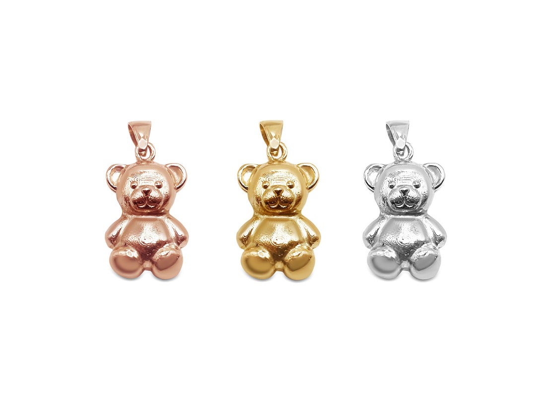 Solid 14K Teddy Bear Gold Charm| 14K Real Gold Teddy Bear| 14 Karat ...