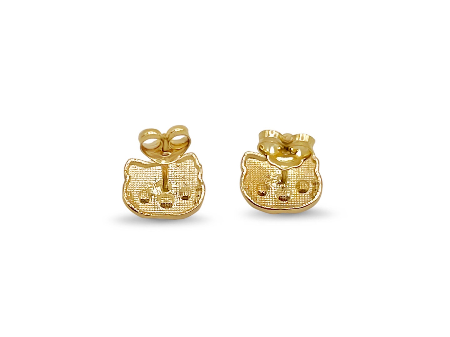 14K Gold Kitty Stud Earrings| 10K Dainty Cat Studs, Kitty Earrings ...