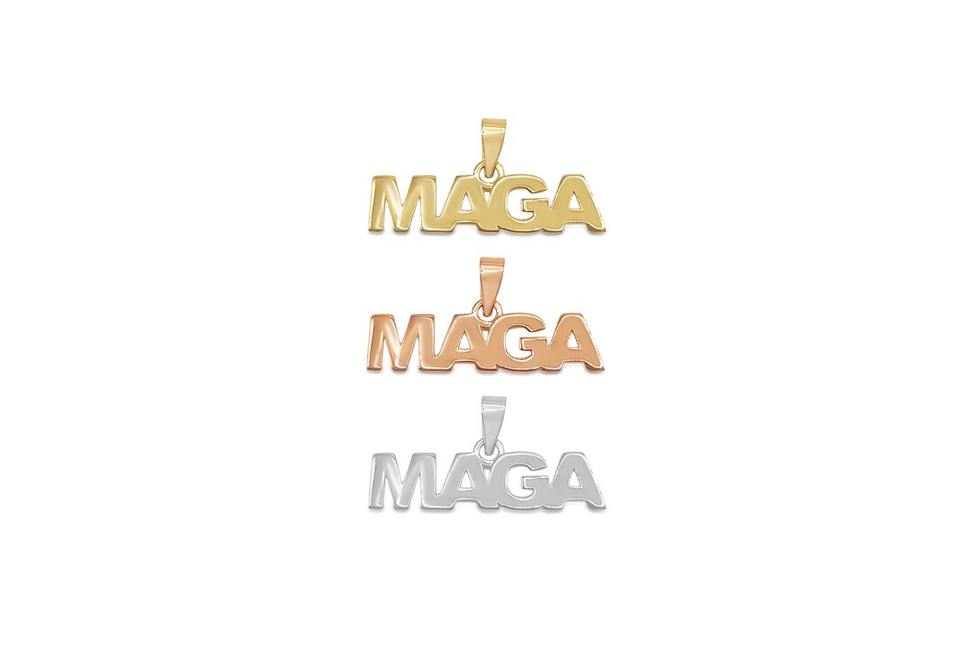 14K Solid Gold MAGA Pendant for Necklace| Custom Patriotic Jewelry ...