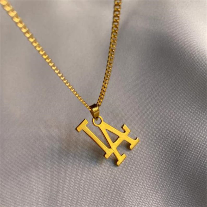 14K Gold LA Logo Pendant| Solid 14K Gold Pendant| Los Angeles Charm ...