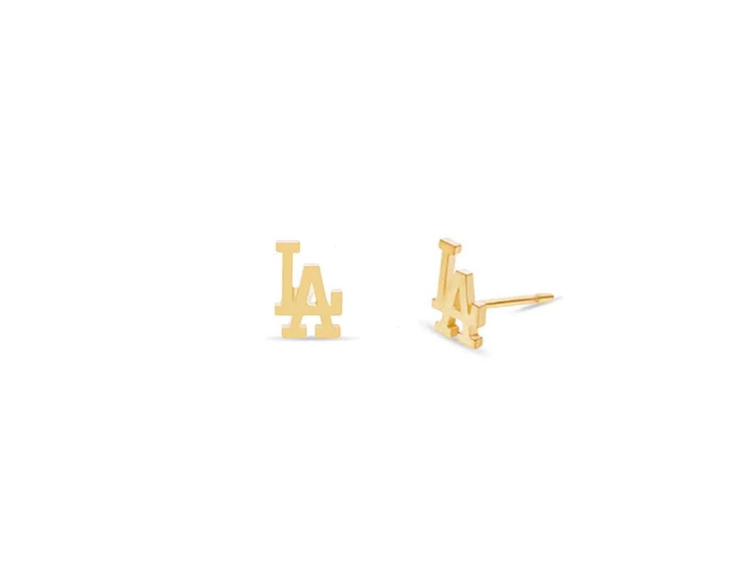 14K Gold LA Logo Stud Earrings|authentic Solid 14K Studs|los Angeles ...