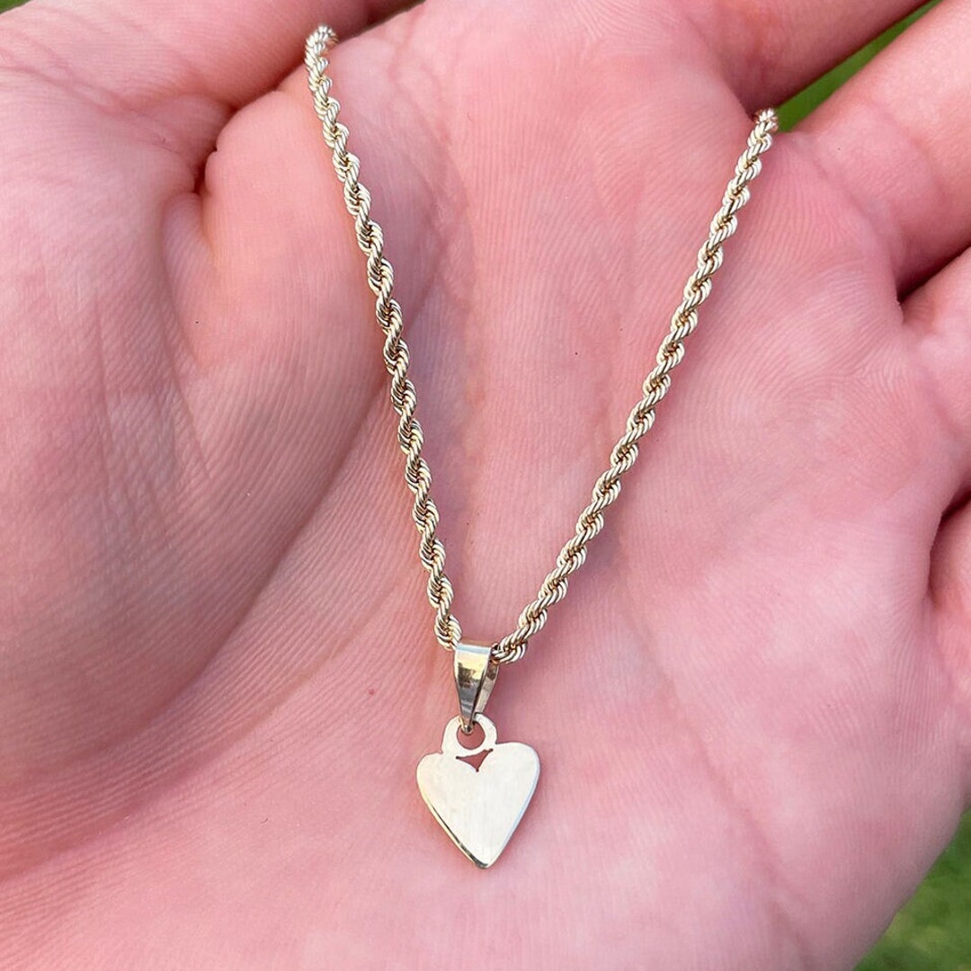 14K Solid Gold Heart Pendant Personalized Charms Solid Gold Heart ...