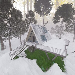 24' X 33' Mini Modern Cabin W/loft 1 Bed 1 Bath Floor Plan Blueprint ...