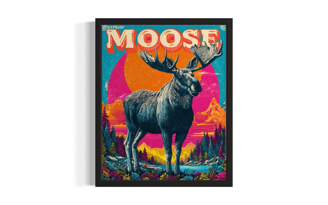 Moose Pop Art Animal Poster Art Print, Living Room Wall Art Poster ...