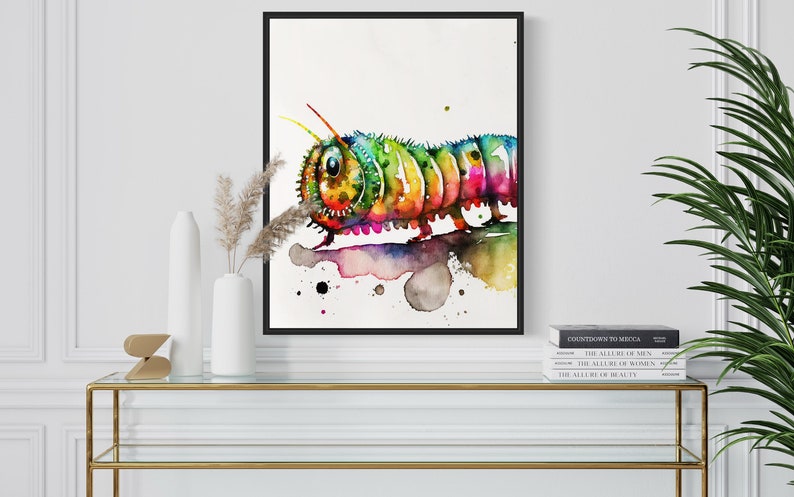 Caterpillar Watercolor Art Print Caterpillar Painting Wall - Etsy