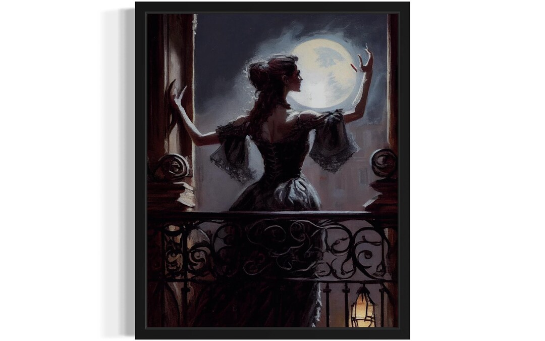 Luna Moon Worship Art Print, Scary Spooky Gothic Wall Art Painting ...
