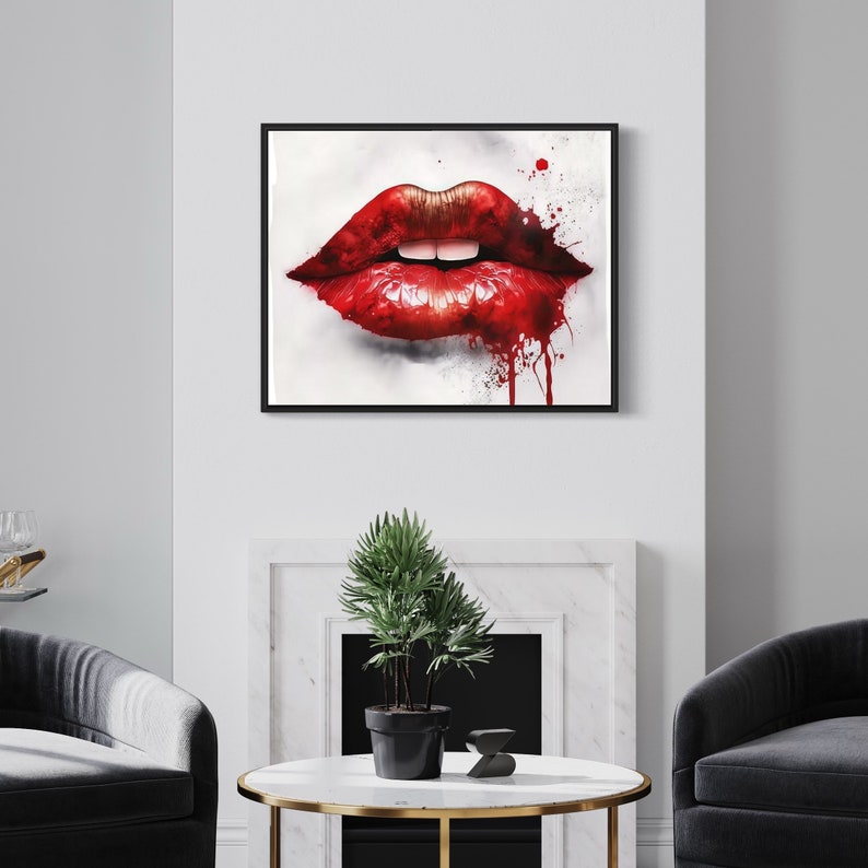 Red Lips Art Print Red Lips Painting Wall Art Poster - Etsy