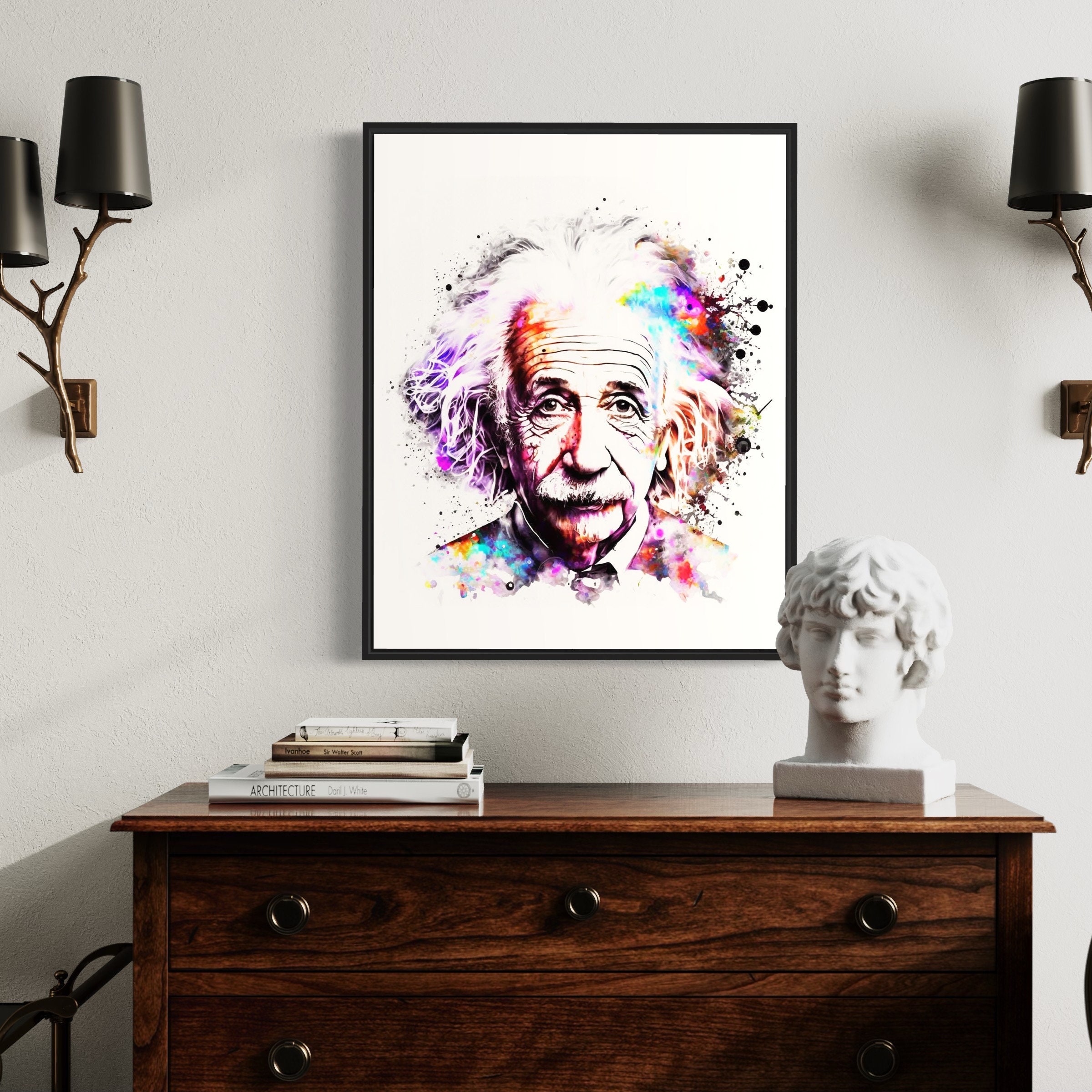 Albert Einstein Watercolor Art Print, Albert Einstein Painting Wall Art ...