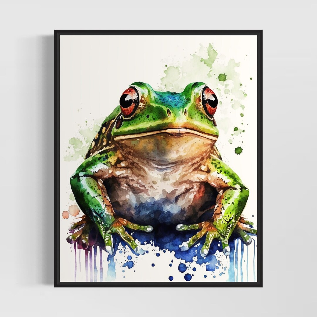 Bullfrog Watercolor Art Print, Bullfrog Painting Wall Art Decor ...