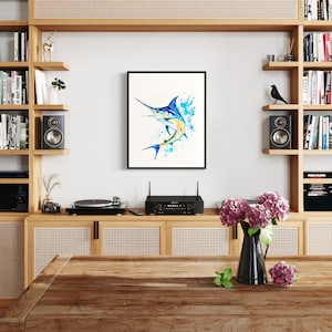 Billfish Watercolor Art Print, Billfish Painting Wall Art Decor ...