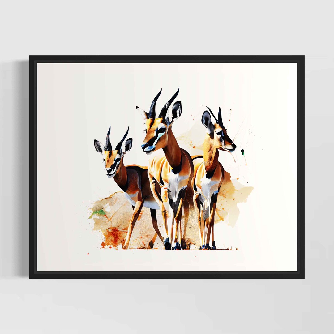 Gazelle Watercolor Art Print, Gazelle Painting Wall Art Decor, Original ...