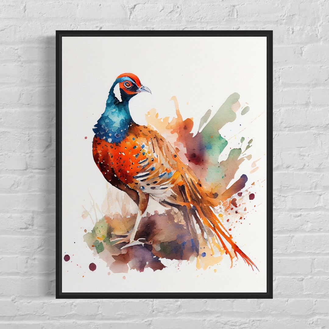 Pheasant Watercolor Art Print, Pheasant Painting Watercolor, Pheasant ...