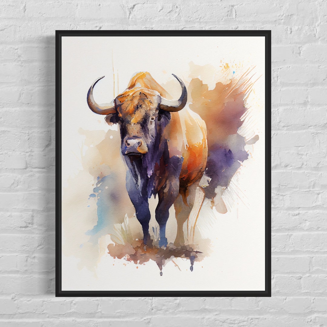 Aurochs Watercolor Art Print, Aurochs Monitor Painting Wall Art Decor ...