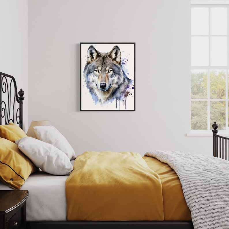 Gray Wolf Watercolor Art Print, Gray Wolf Painting Wall Art Decor ...