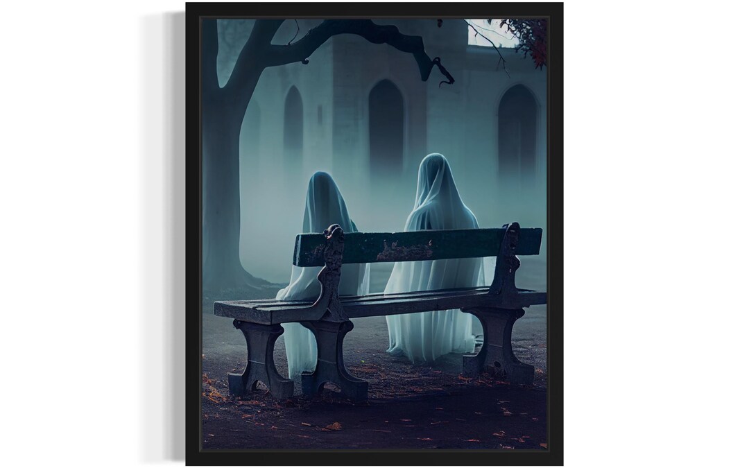 Ghost Sitting on a Bench Art Print, Scary Spooky Gothic Wall Art ...