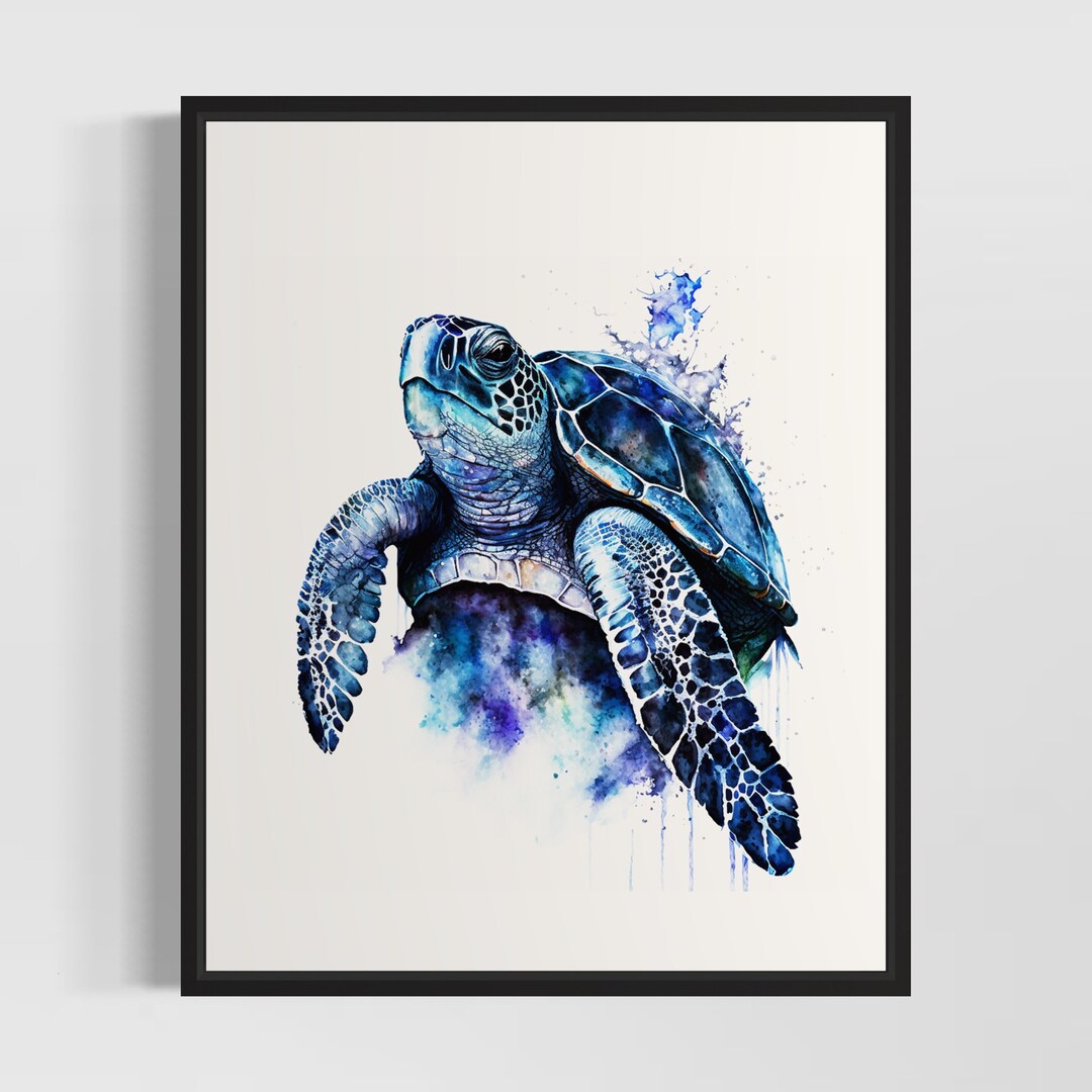 Leatherback Turtle Watercolor Art Print, Leatherback Turtle Wall Art ...