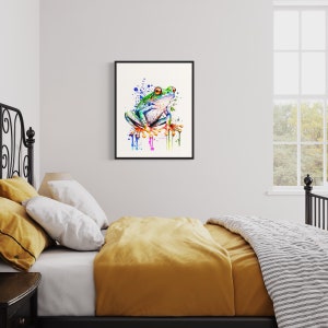 Green Frog Watercolor Art Print, Green Frog Painting Wall Art Decor ...