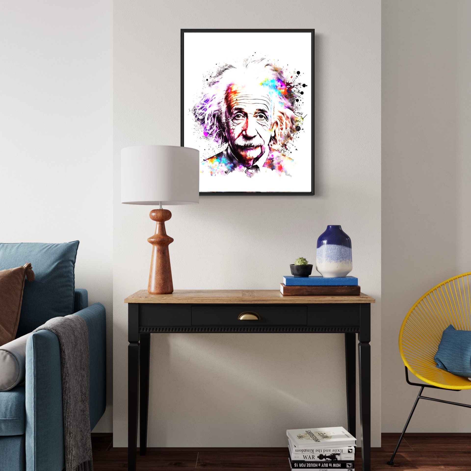 Albert Einstein Watercolor Art Print, Albert Einstein Painting Wall Art ...