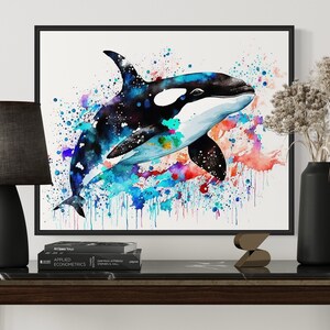 Killer Whale Watercolor Art Print, Killer Whale Painting Wall Art Decor ...