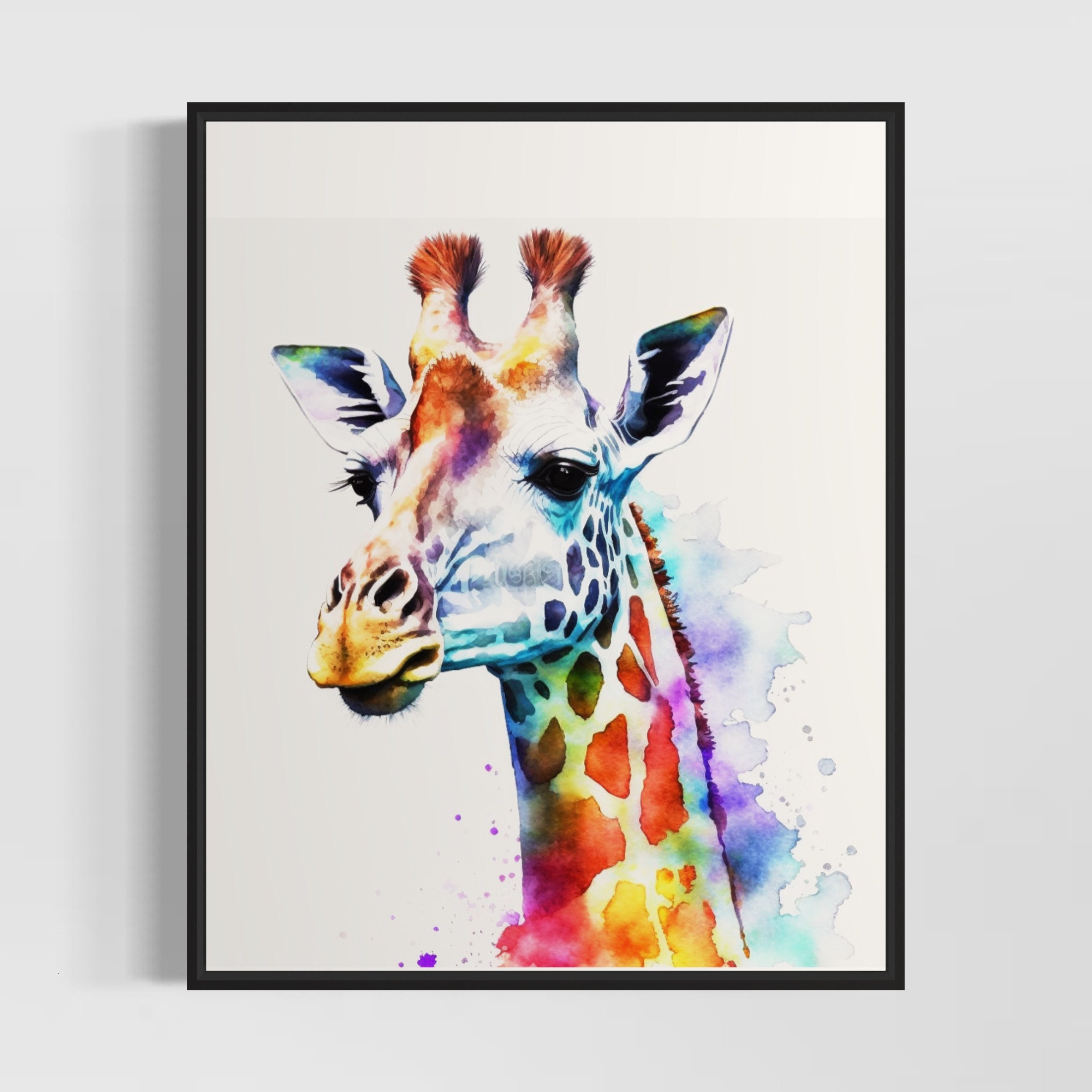 Colorful Giraffe Watercolor Art Print Giraffe Painting Wall - Etsy