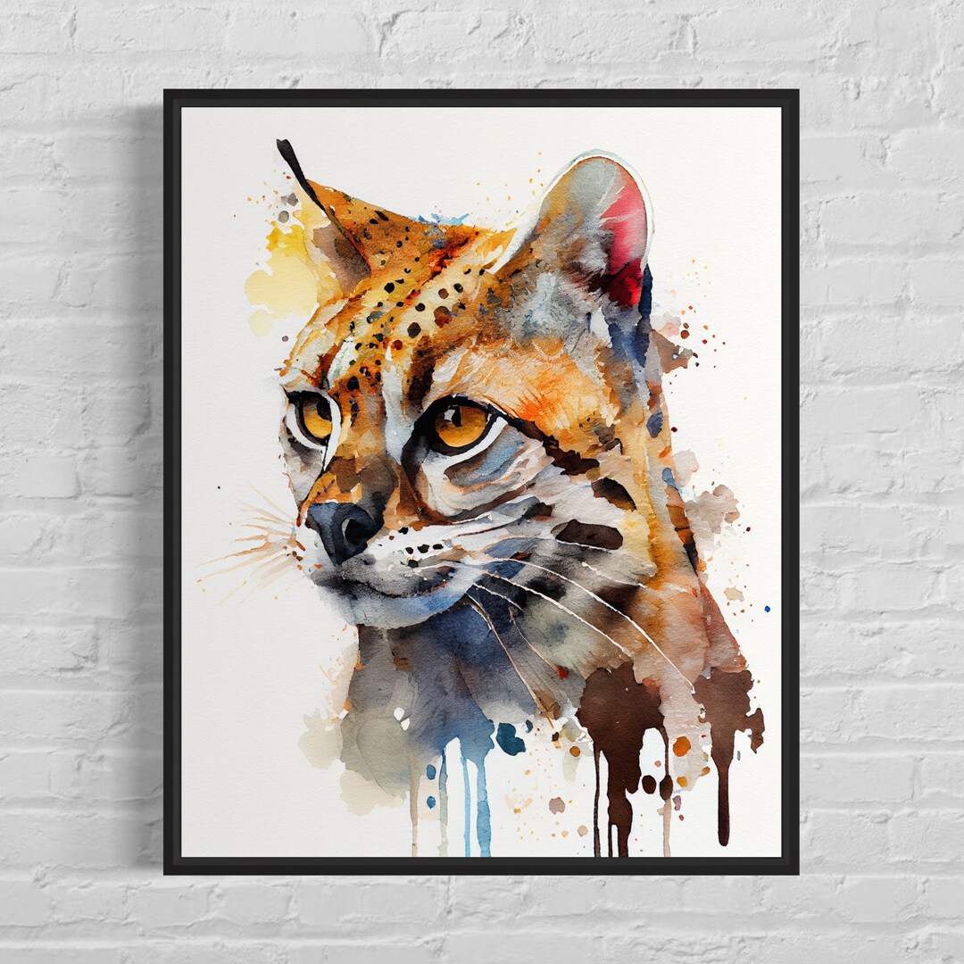 Margay Watercolor Art Print, Margay Painting Watercolor, Margay ...