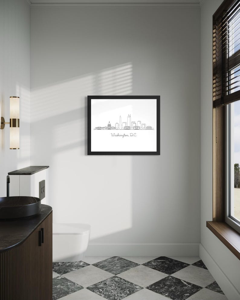 Washington, D.C. Line Art US Cities Poster Art Print, Living Room Wall ...