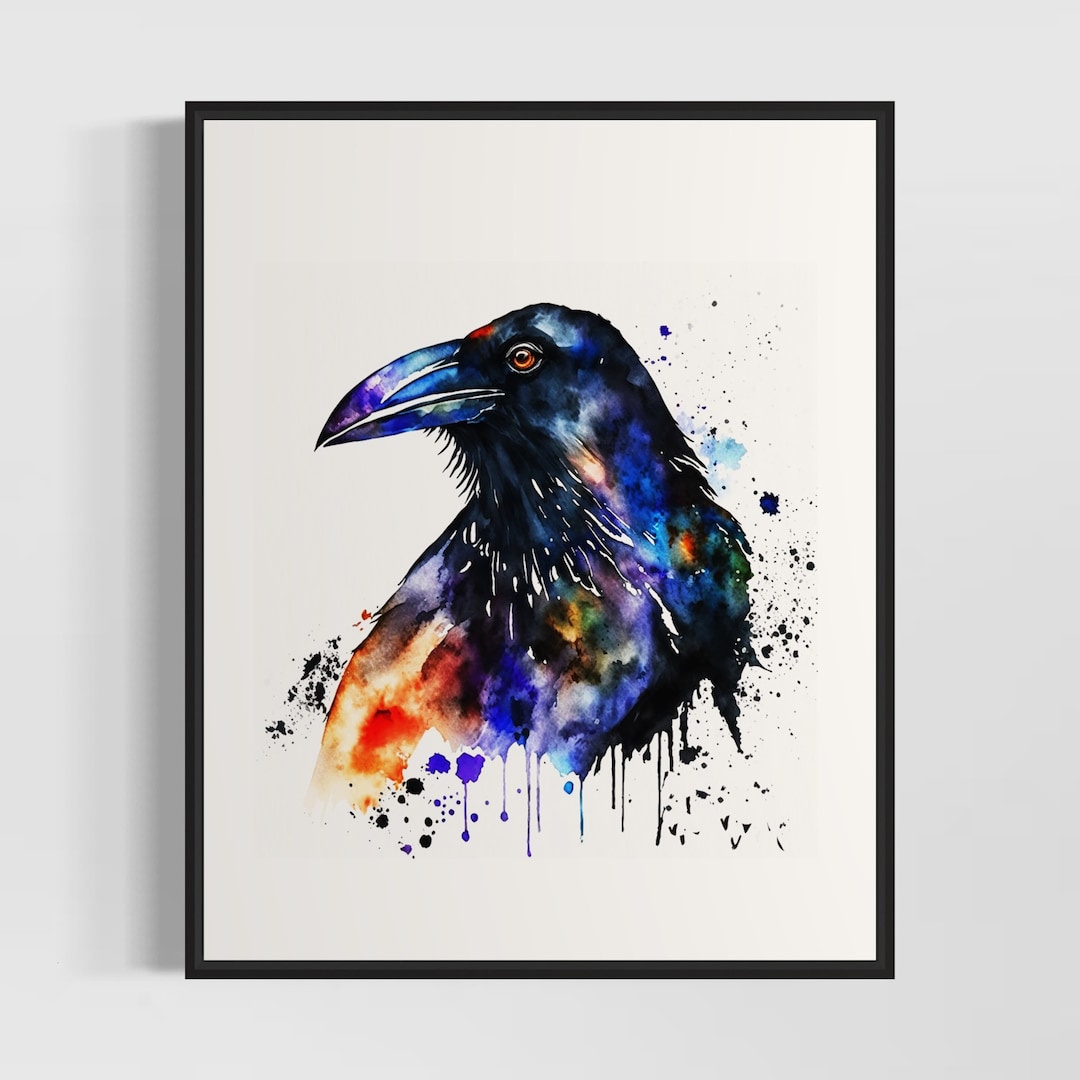 Raven Art Print, Raven Painting Wall Art Poster, Original Artwork by ...
