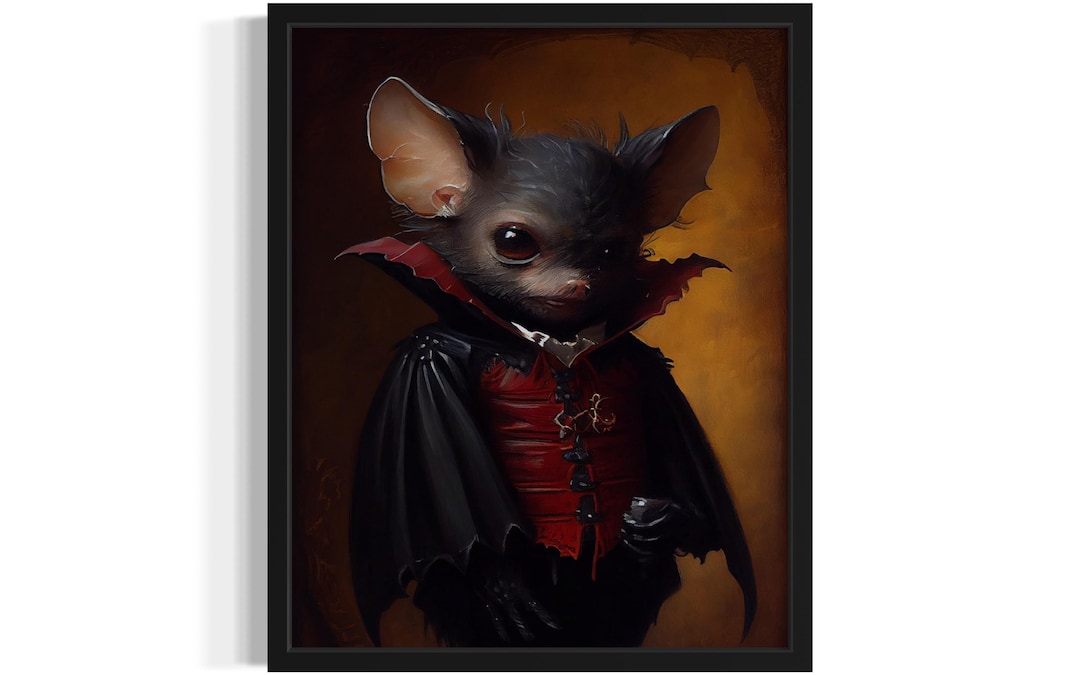 Evil Bat Art Print, Scary Spooky Gothic Wall Art Painting Decor Photo ...