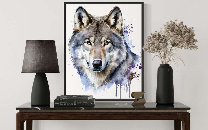 Gray Wolf Watercolor Art Print, Gray Wolf Painting Wall Art Decor ...