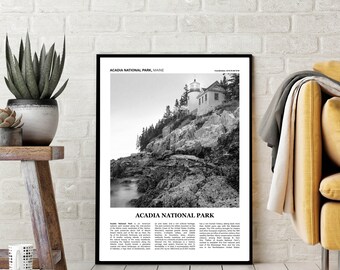Black and White Acadia Print - Etsy
