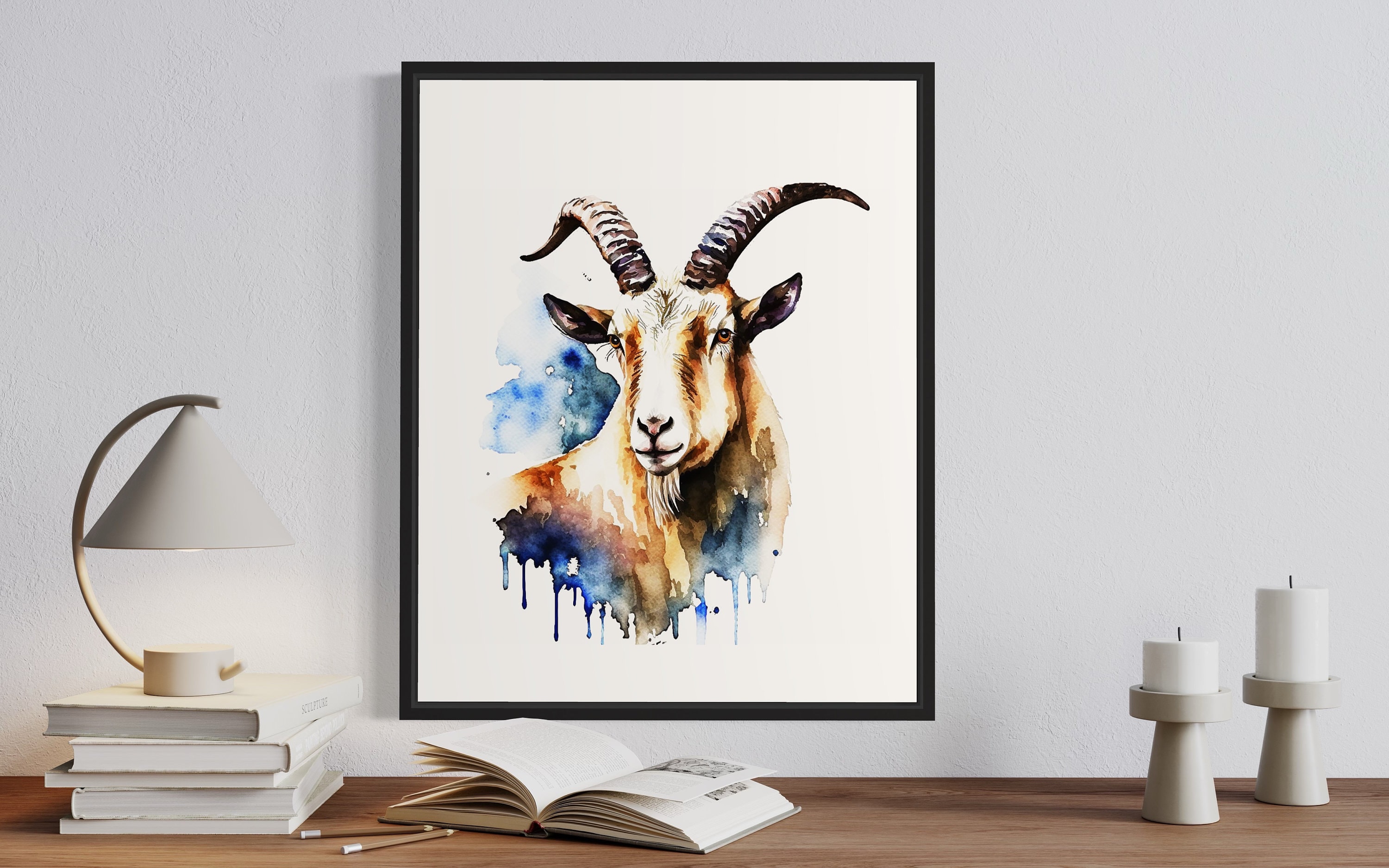 Mountain Goat Portrait Watercolor Art Print Mountain Goat - Etsy