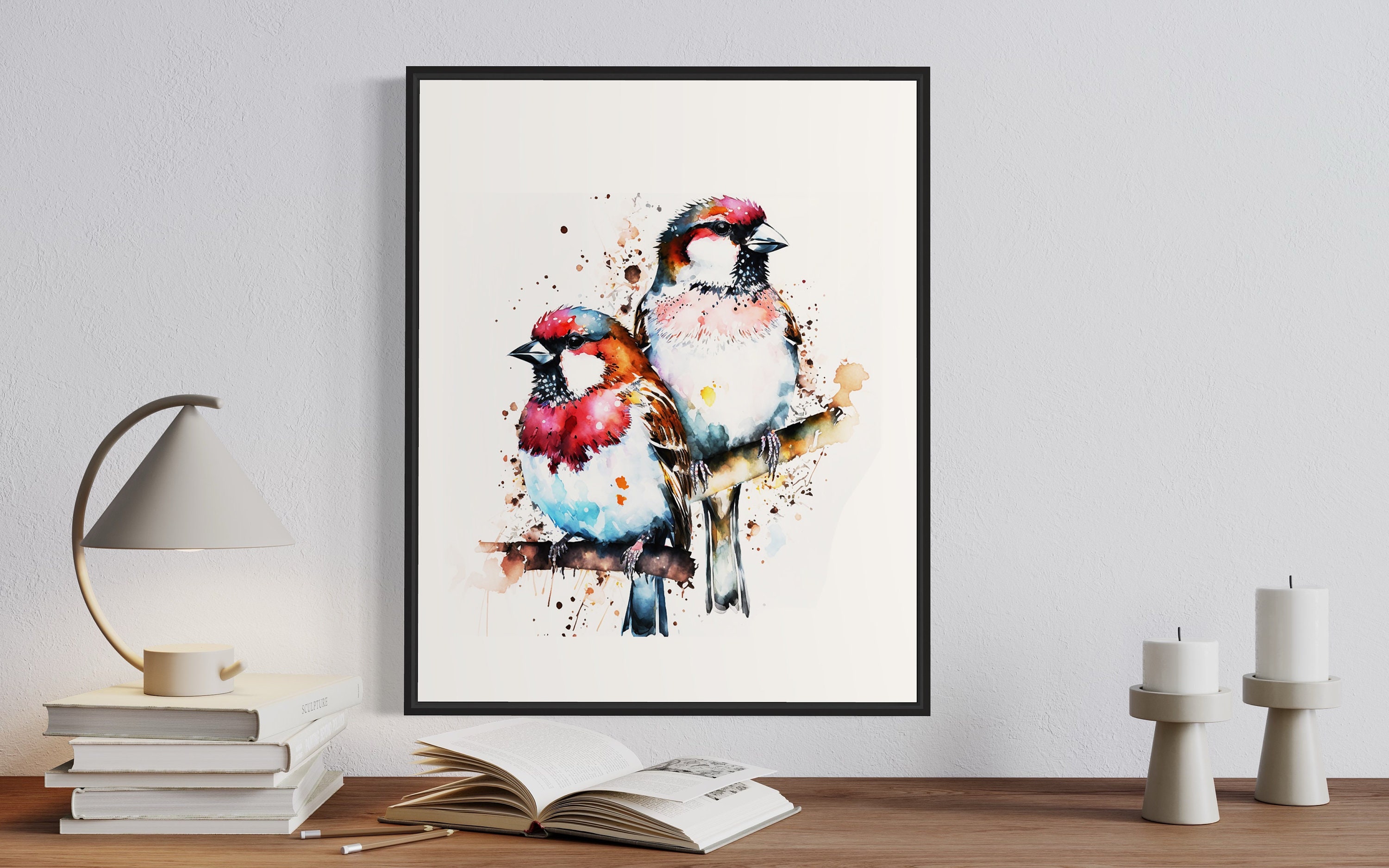 Finches Watercolor Art Print Finches Painting Wall Art Decor - Etsy