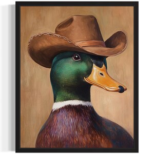 Silly Mallard Duck Cowboy Saddle Poster Art Print, Animal Western Wild ...