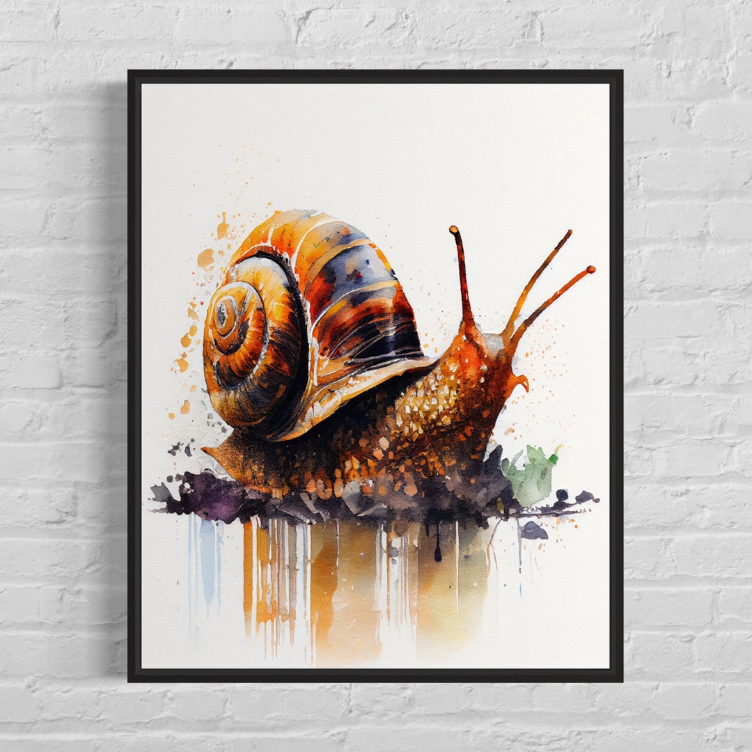 Assassin Snail Watercolor Art Print, Assassin Snail Monitor Painting ...