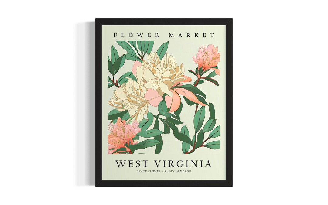 West Virginia Tree States Poster Art Print, Living Room Wall Art Poster ...