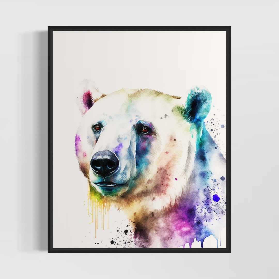 Polar Bear Watercolor Art Print, Polar Bear Painting Wall Art Poster ...