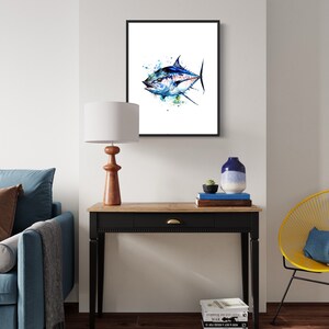 Bluefin Tuna Watercolor Art Print, Bluefin Tuna Painting Wall Art Decor ...