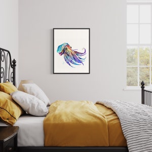Cuttlefish Watercolor Art Print, Cuttlefish Painting Wall Art Decor ...