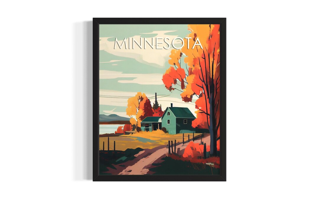 Minnesota Fall Landscape States Poster Art Print, Living Room Wall Art ...