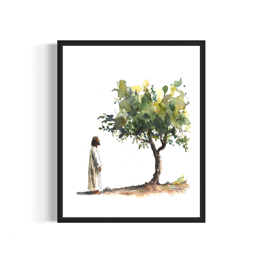 Jesus With the Fig Tree Poster Art Print, Religious Christian Bible ...