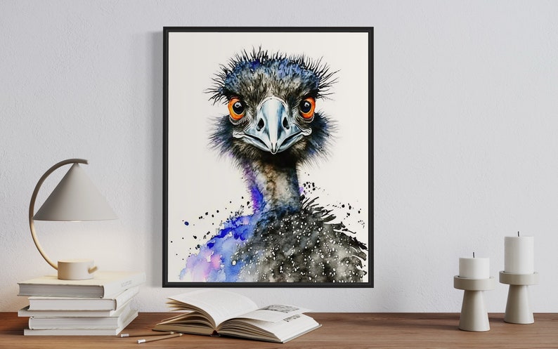 Emu Watercolor Art Print Emu Painting Wall Art Decor - Etsy