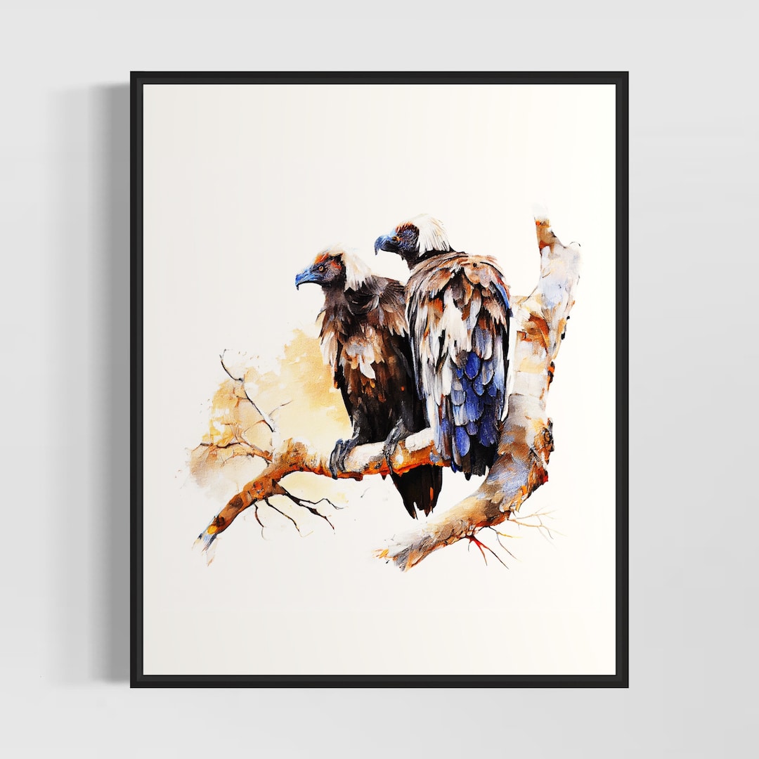 Vultures Watercolor Art Print, Vultures Painting Wall Art Decor ...