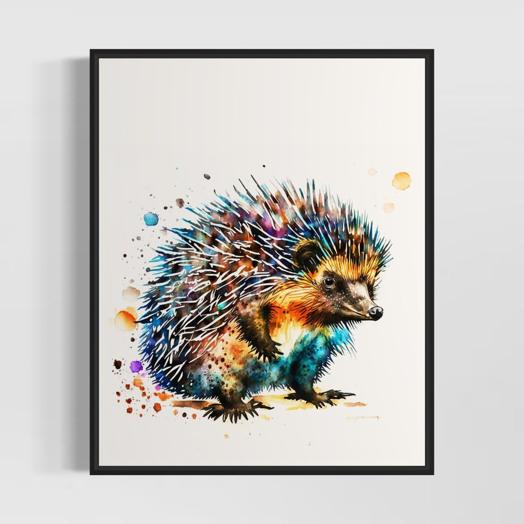 Porcupine Watercolor Art Print, Porcupines Painting Wall Art Poster ...