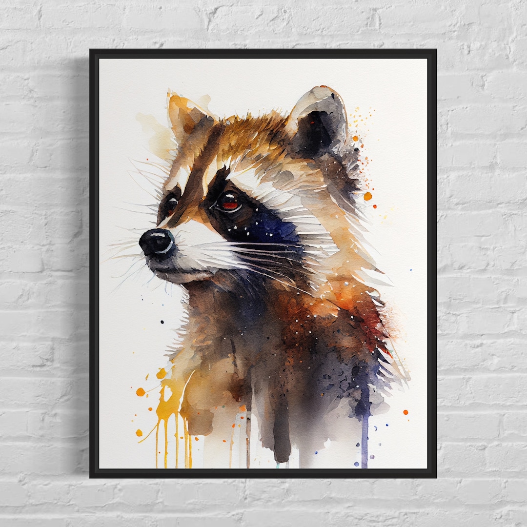 Raccoon Watercolor Art Print, Raccoon Painting Watercolor, Raccoon ...