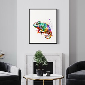 Chameleons Watercolor Art Print, Chameleons Painting Wall Art Decor ...