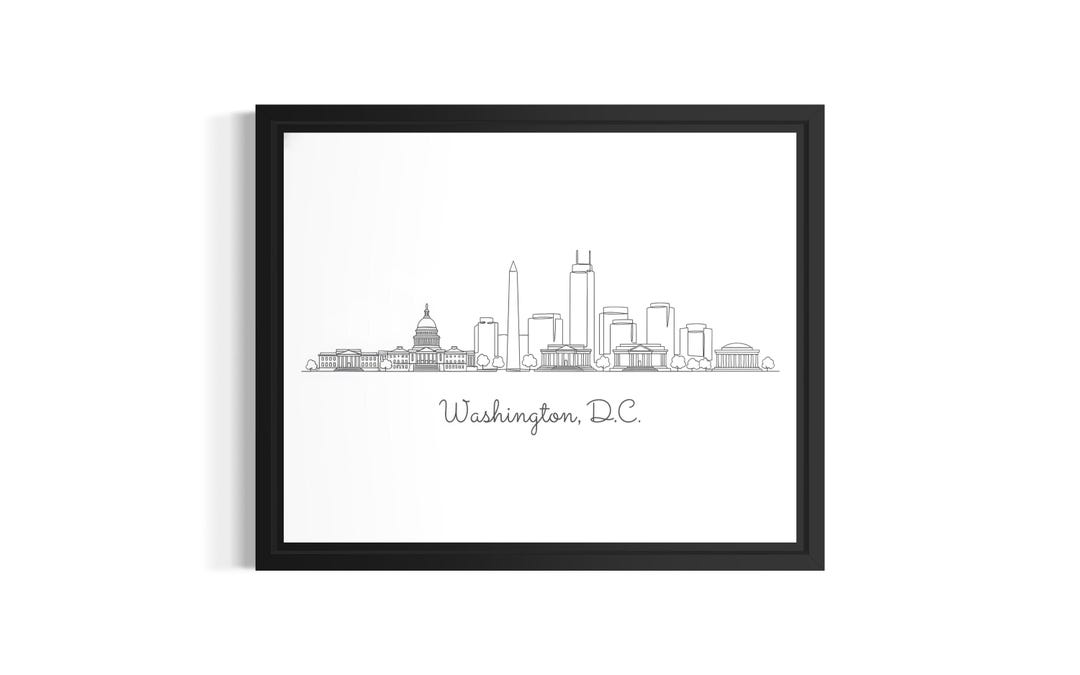 Washington, D.C. Line Art US Cities Poster Art Print, Living Room Wall ...