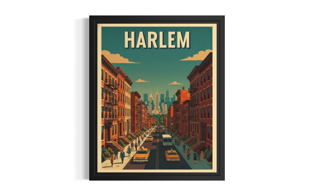 Harlem Retro Vintage New York Poster Art Print, Living Room Wall Art ...