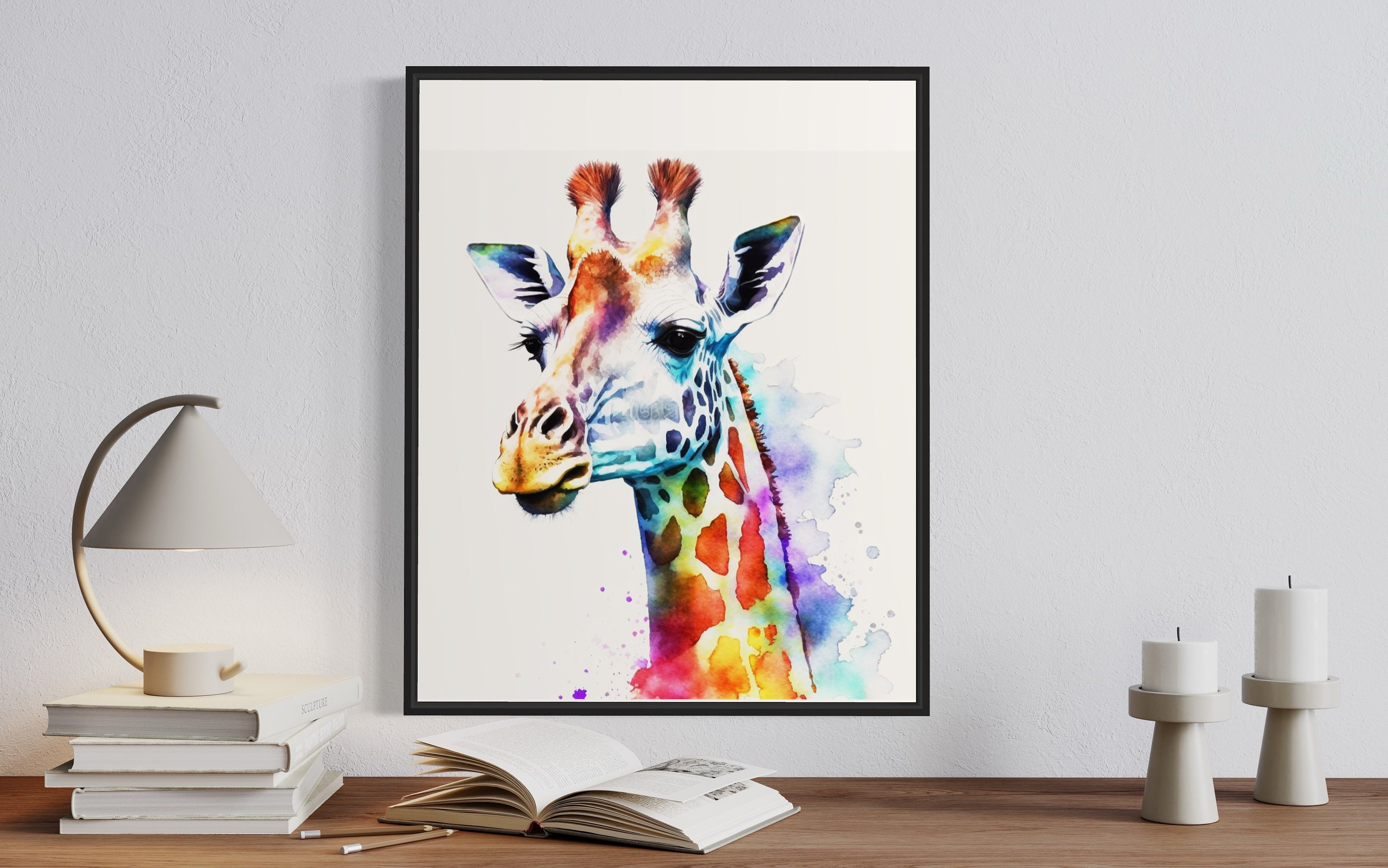 Colorful Giraffe Watercolor Art Print Giraffe Painting Wall - Etsy