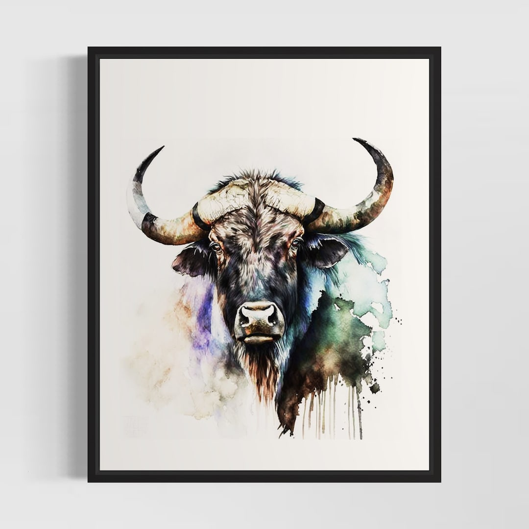 Wildebeest Watercolor Art Print, Wildebeest Wall Art Poster, Original ...